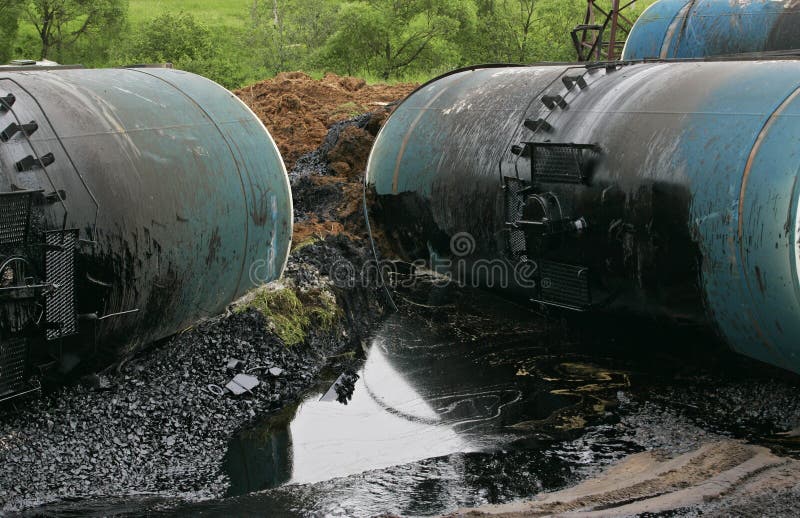 Wreck of oil tanks stock image. Image of dirty, damage - 14535677