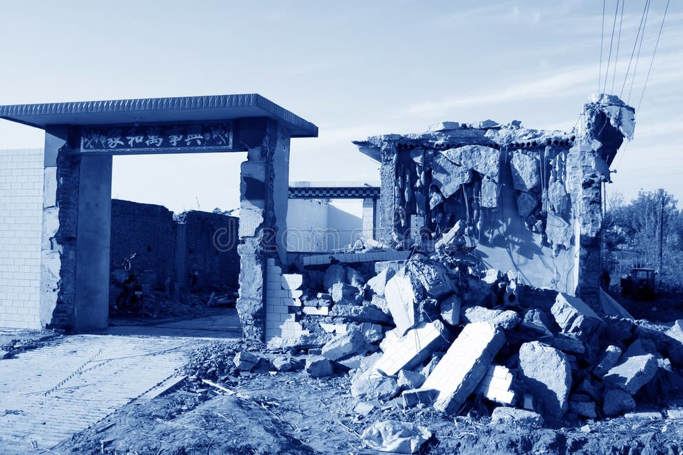 Wreck of the Wall after Earthquake Disaster Stock Photo - Image of ...