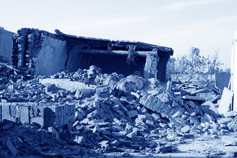 Wreck of the Wall after Earthquake Disaster Stock Photo - Image of ...