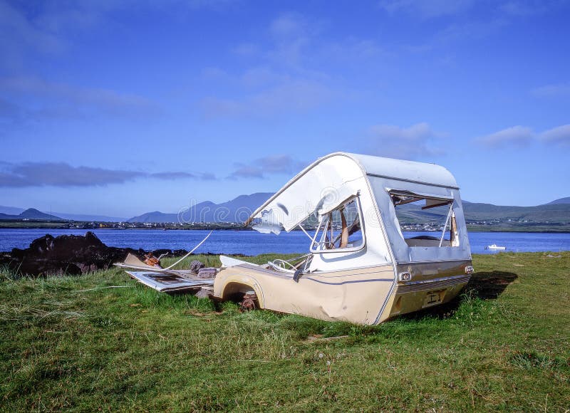 Wrecked Caravan Dingle Ireland Stock Image - Image of dingle, crushed ...