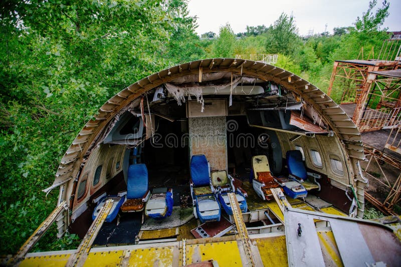 Wrecked Broken Passenger Airplane. Air Crash Stock Photo - Image of ...