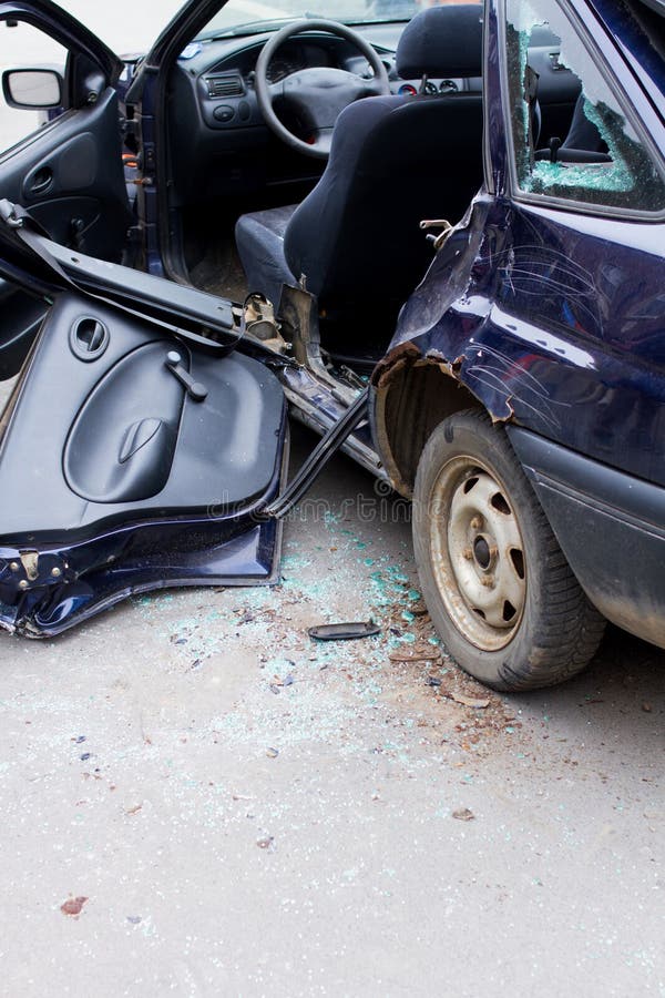 Wrecked car close-up stock image. Image of crash, separate - 91986965