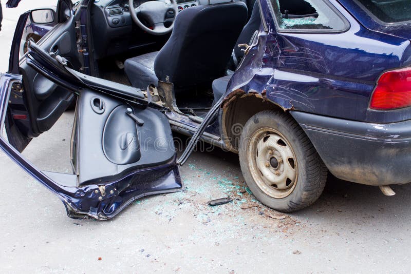 Wrecked car close-up stock image. Image of dirty, damage - 91987037