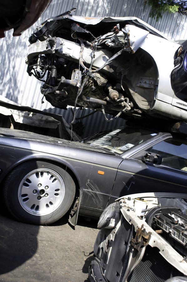 Wrecked cars stock image. Image of broken, recycle, yard - 9092549
