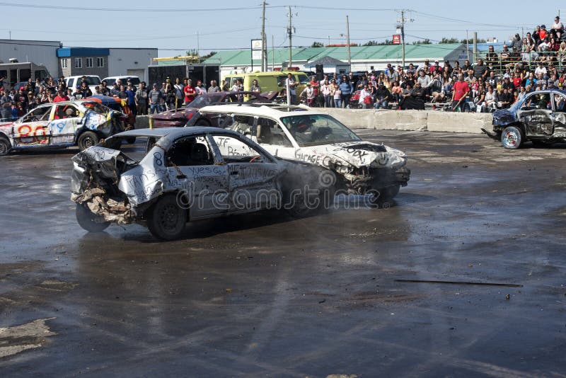 Wrecked Cars in Action during Demolition Derby Editorial Stock Image ...