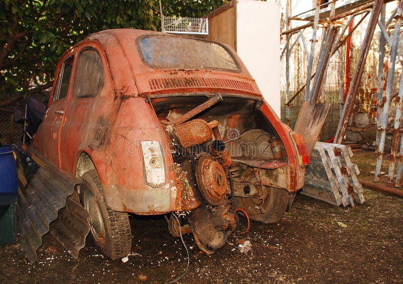 Wrecked Old Italian Car stock photo. Image of rust, scruffy - 15692522