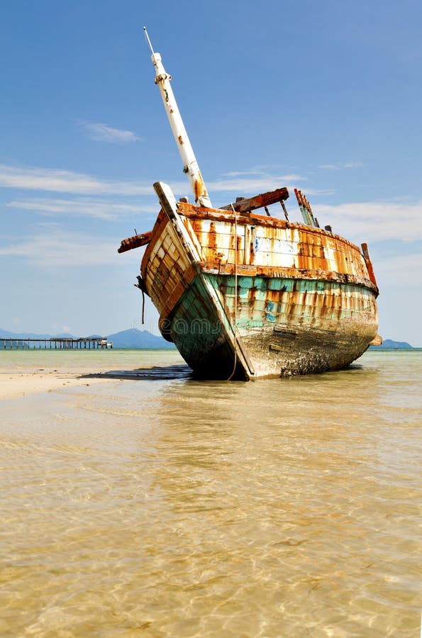 Wrecked Ship stock image. Image of beach, wrecked, sunken - 51747883