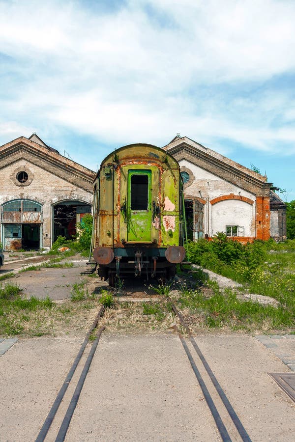 Wrecked train at old depot stock photo. Image of rail - 48191316