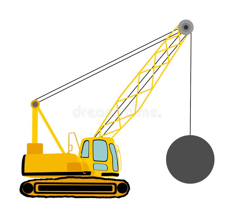 Wrecking Ball Crane Vector Isolated on White. Under Construction ...