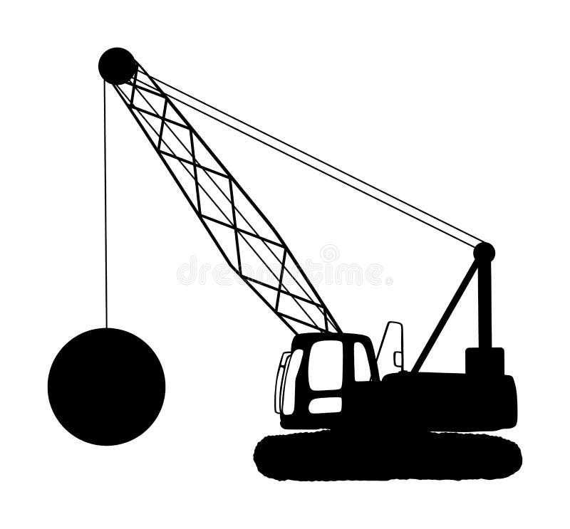Wrecking Ball Crane Vector Isolated on White. Under Construction ... Wrecking Ball Crane Vector Isolated on White. Under Construction ...