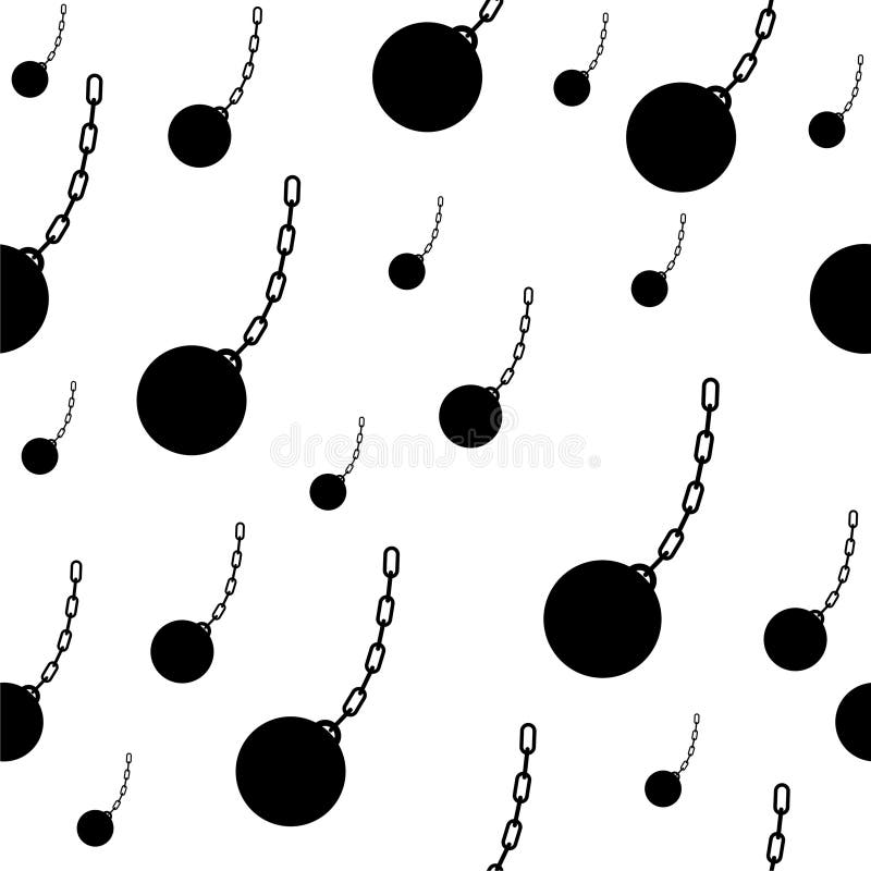 Wrecking Ball Hanging on Chains Seamless Pattern Isolated on White ...