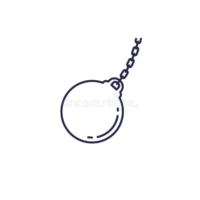 Wrecking Ball Icon on White, Line Vector Stock Illustration ...