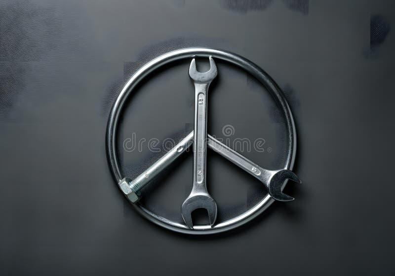 A Wrench and Bolt Forming a Peace Symbol. Stock Illustration ...
