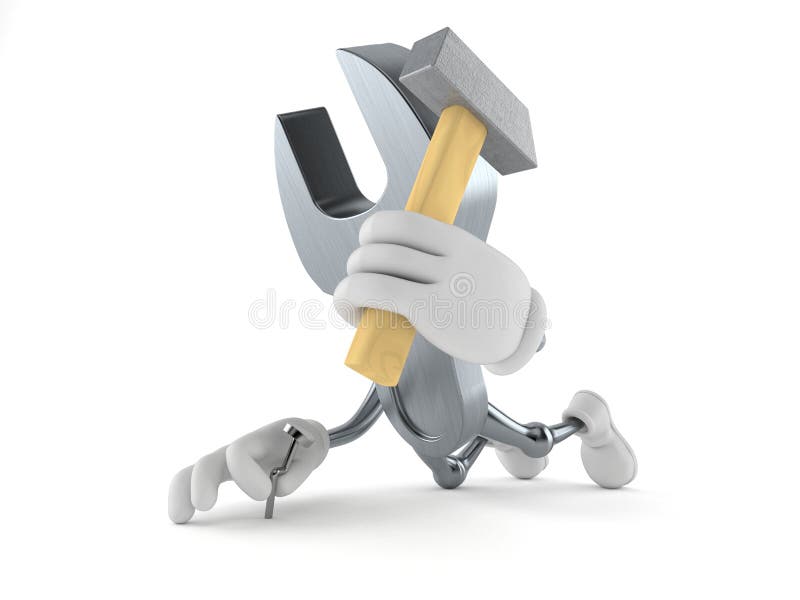 Wrench Character Looking at Question Mark Symbol Stock Illustration ...
