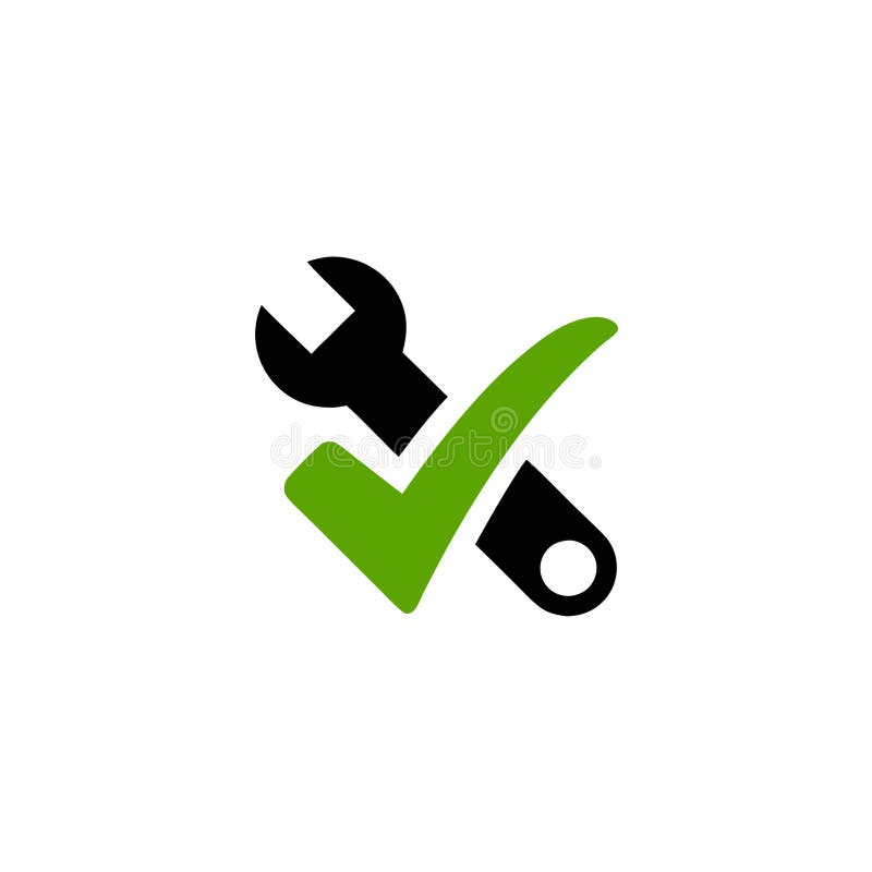 Wrench and Check Mark for Maintenance and Repair Approval Vector ...