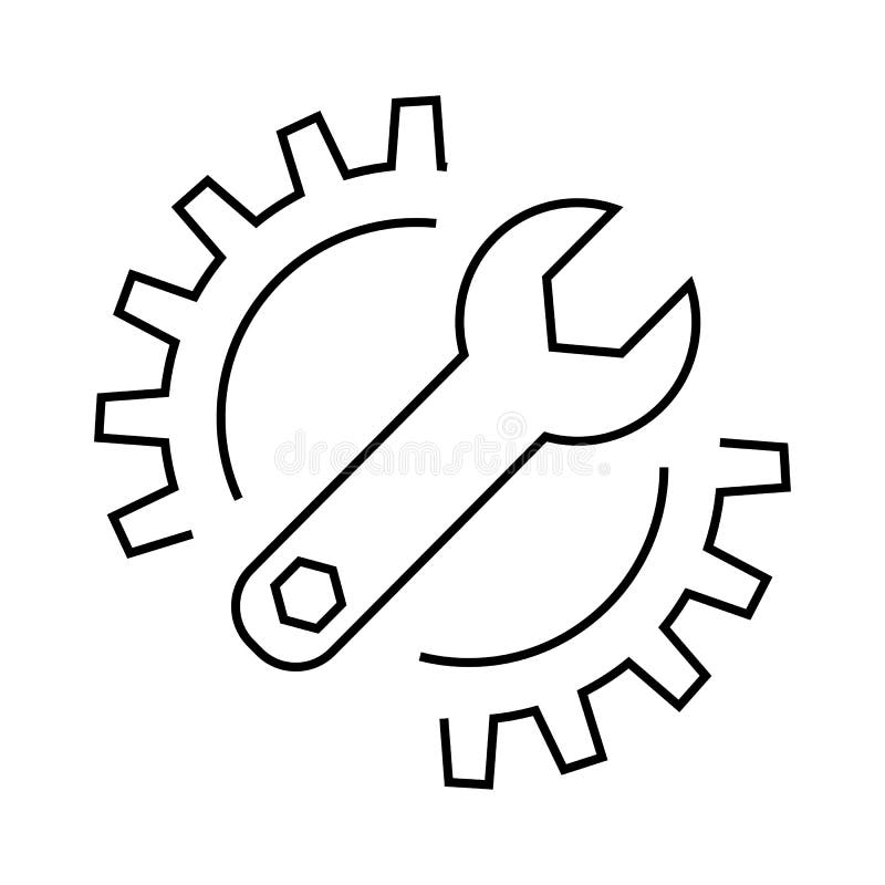 Wrench and Gear Vector Icon Stock Vector - Illustration of cogs, shape ...