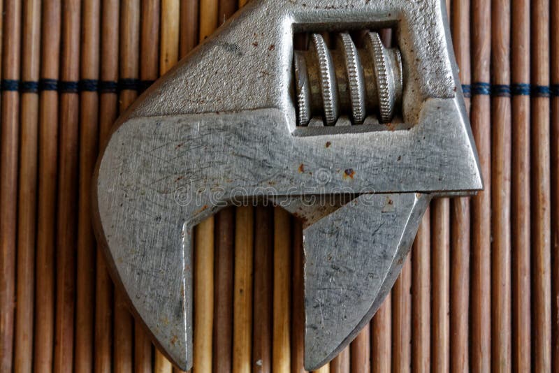 Wrench Craftsman Tool on Wooden Table, Spanner Tools Collection ...