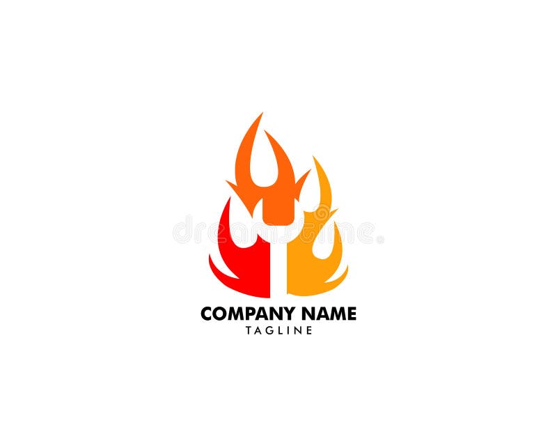 Wrench in Fire Flame Logo Design Vector Template Negative Space Style ...