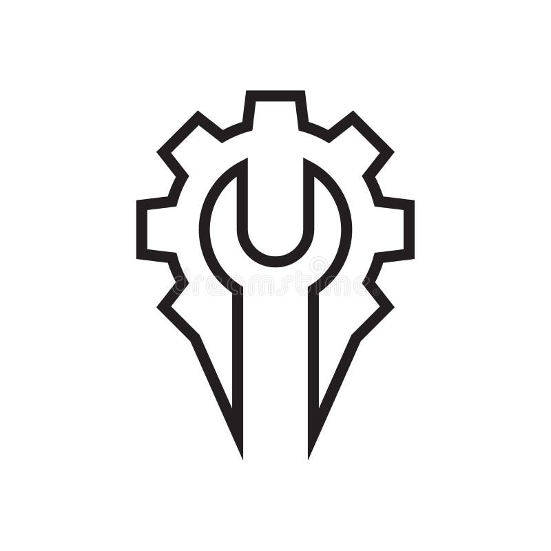 Wrench gear lines logo stock vector. Illustration of creative - 183454433