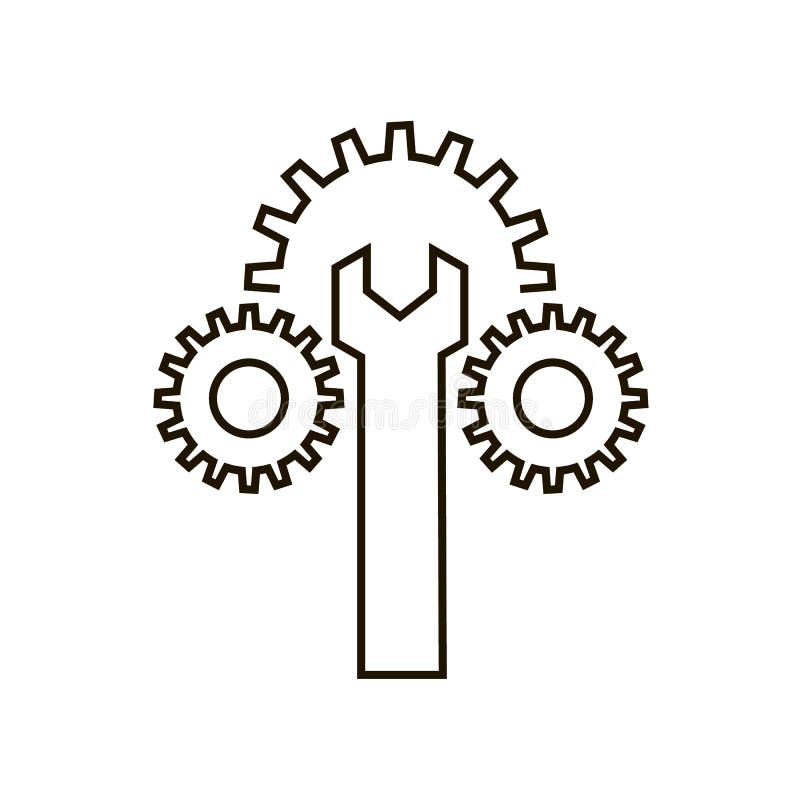 Wrench and Gear Vector Icon Stock Vector - Illustration of mark, line ...