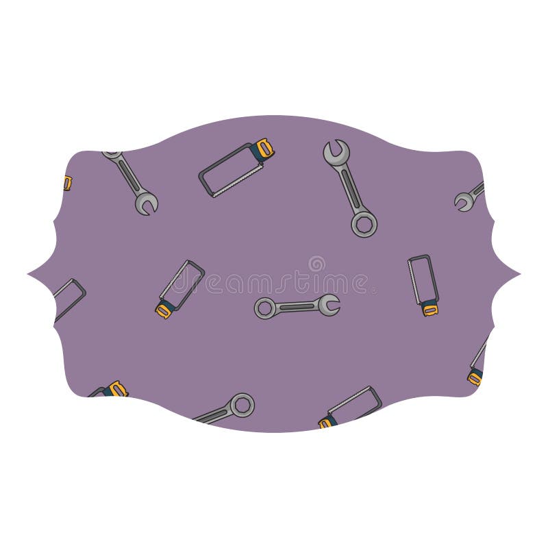 Wrench and Hacksaw Label Frame Stock Vector - Illustration of ...