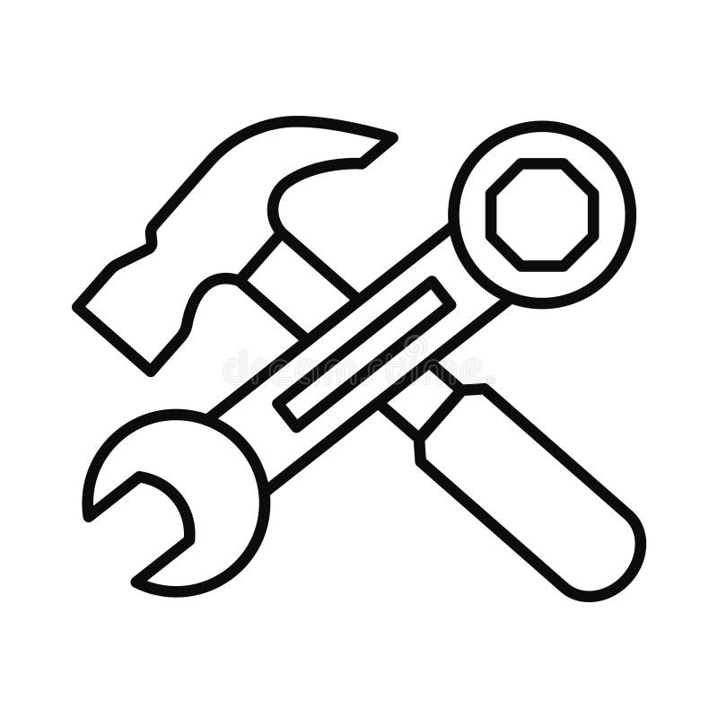 Wrench, Hammer, Work Tools, Wrench and Hammer Icon Stock Vector ...
