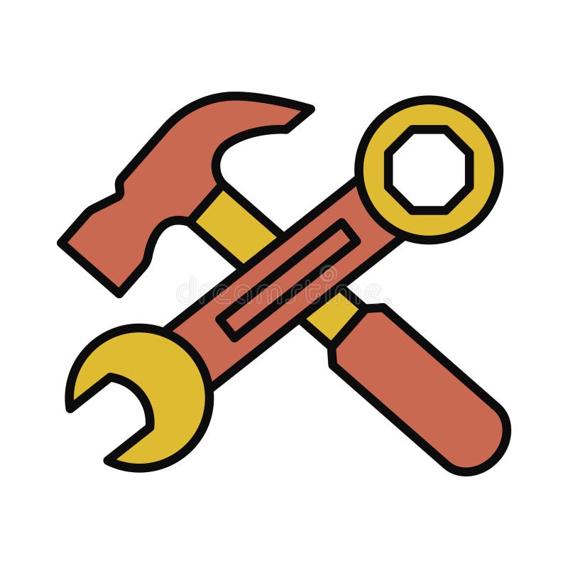 Wrench, Hammer, Work Tools, Wrench and Hammer Icon Stock Vector ...