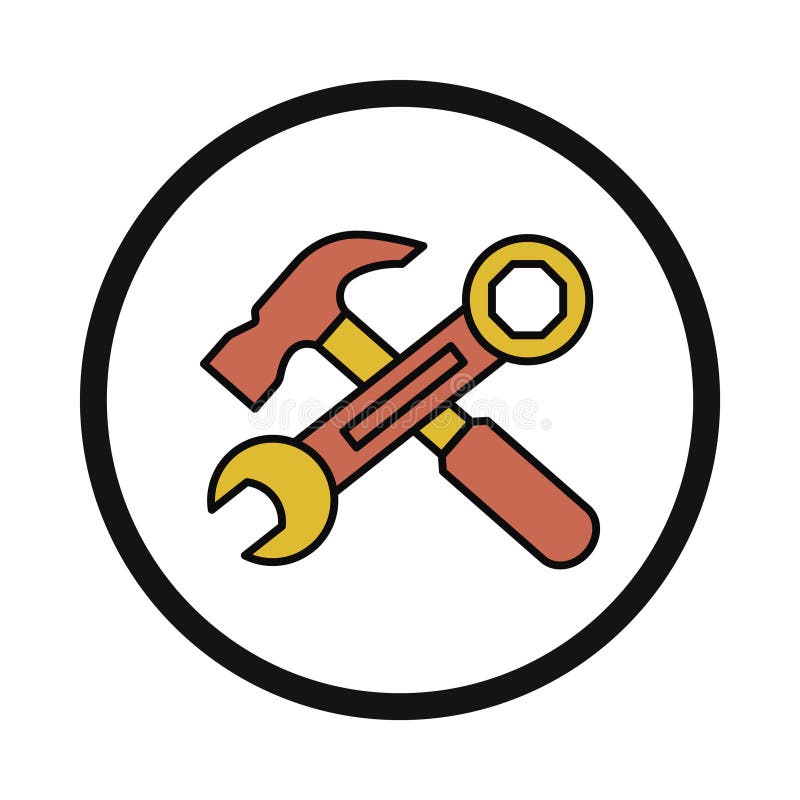 Wrench, Hammer, Work Tools, Wrench and Hammer Icon Stock Vector ...
