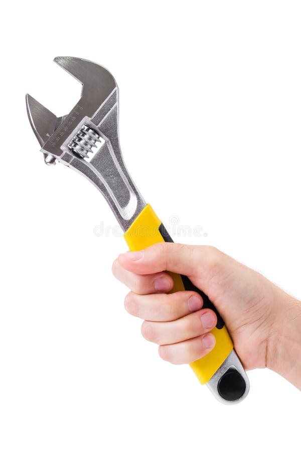Wrench, Hand Holding Spanner Stock Image - Image of repair, yellow ...