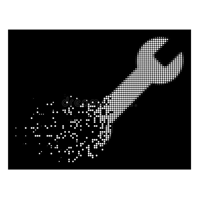 Bright Fragmented Dot Halftone Wrench Icon Stock Vector - Illustration ...