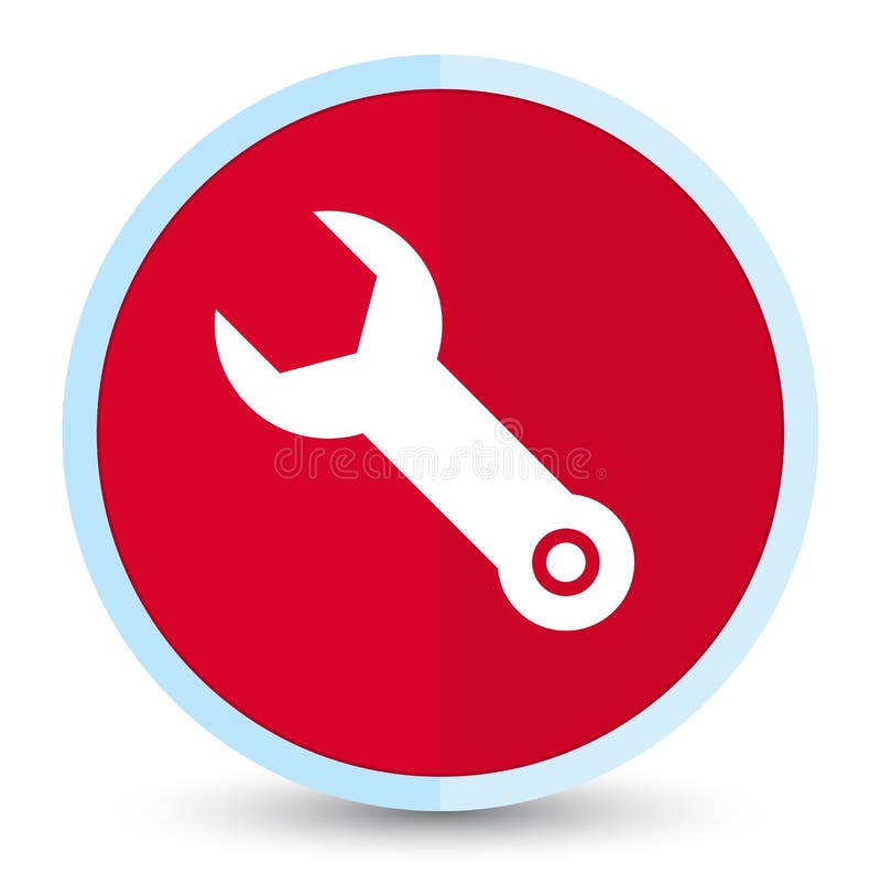 Wrench Icon Flat Prime Red Round Button Stock Vector - Illustration of ...
