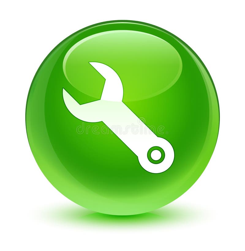 Wrench Icon Glassy Green Round Button Stock Illustration - Illustration ...