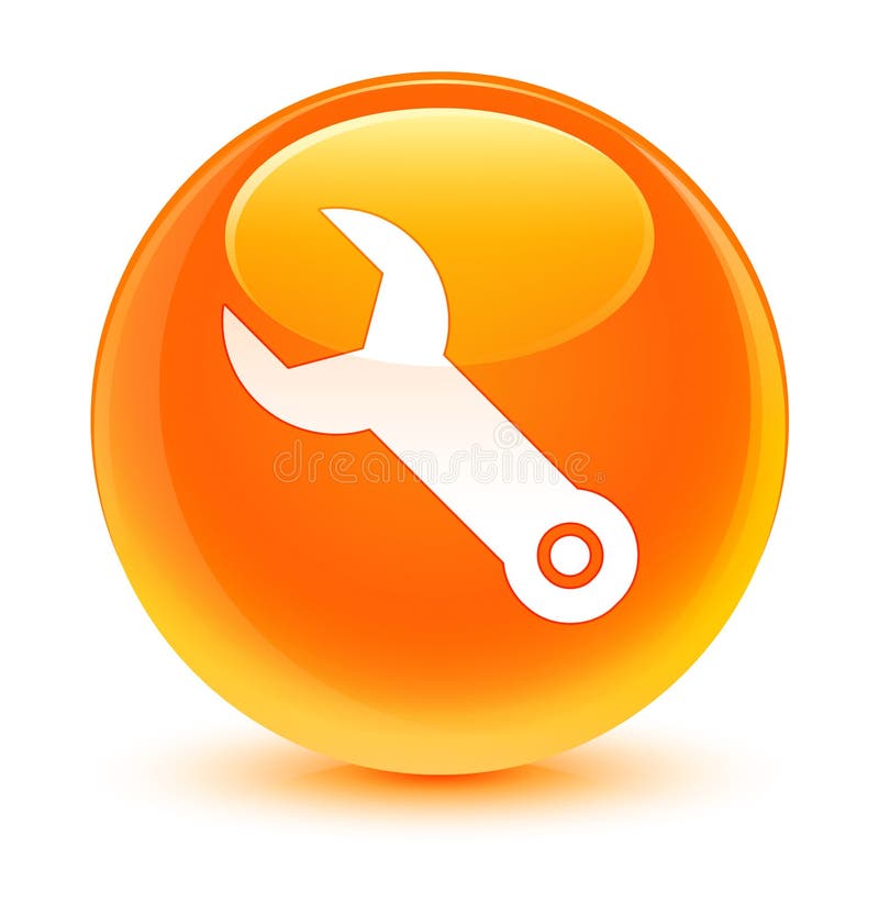 Wrench Icon Glassy Orange Round Button Stock Illustration ...