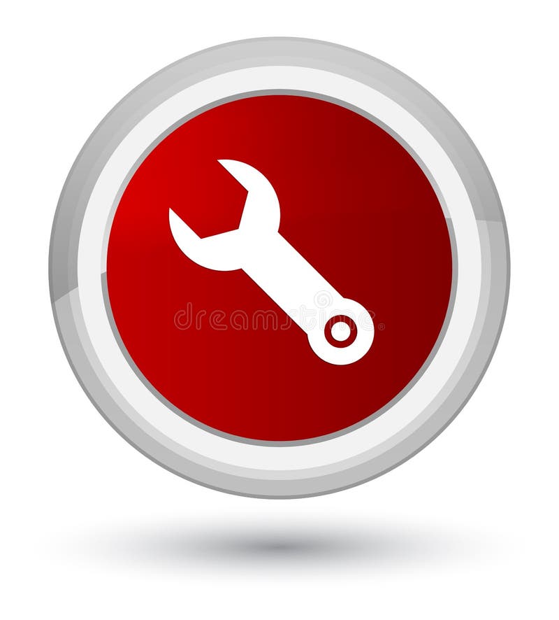 Wrench Icon Prime Red Round Button Stock Illustration - Illustration of ...