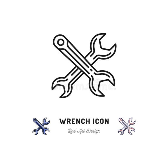 Wrench Icon, Spanner Isolated, Plumbing Tools. Vector Line Art Symbol ...