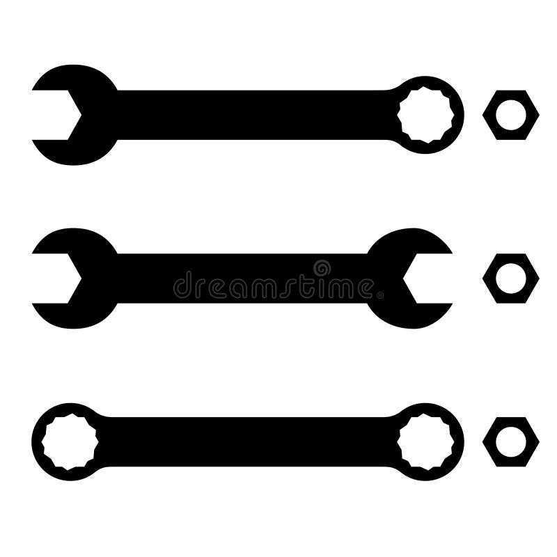 Wrench Icon Spanner Tool White Background Vector Stock Vector ...