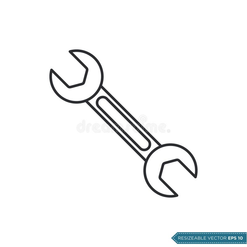 Black Color Wrench Icon Vector Template Logo Design Illustration Design ...