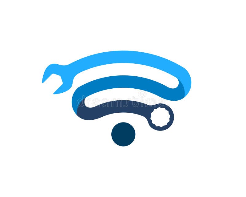 Wrench with Internet Connection Symbol Shape Logo Stock Illustration ...