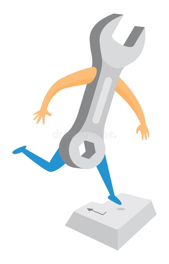Wrench Jumping on Enter or Return Key Stock Vector - Illustration of ...