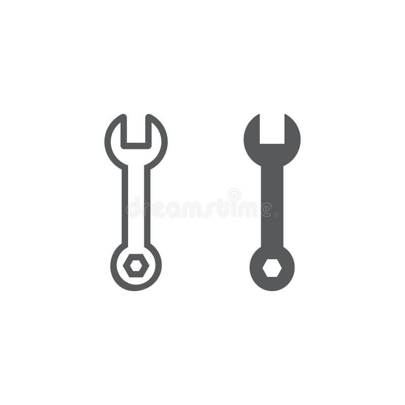 Wrench Line and Glyph Icon, Tool and Repair, Spanner Sign, Vector ...