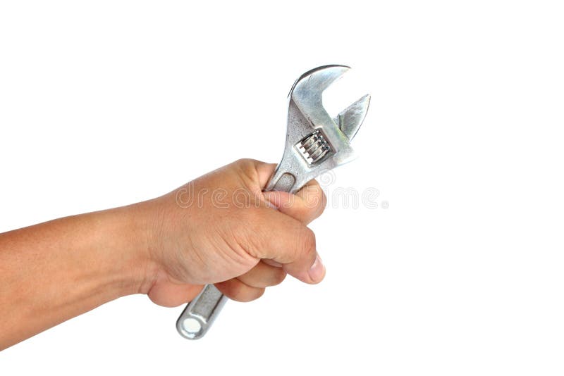 Wrench, Man S Hand Holding Spanner Stock Photo - Image of iron, holding ...