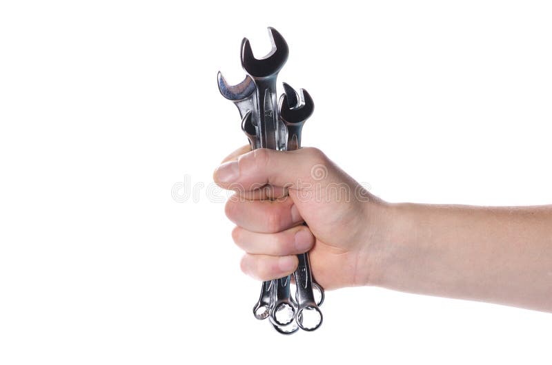 Wrench in Man S Hand Isolated Stock Photo - Image of manual, carpentry ...