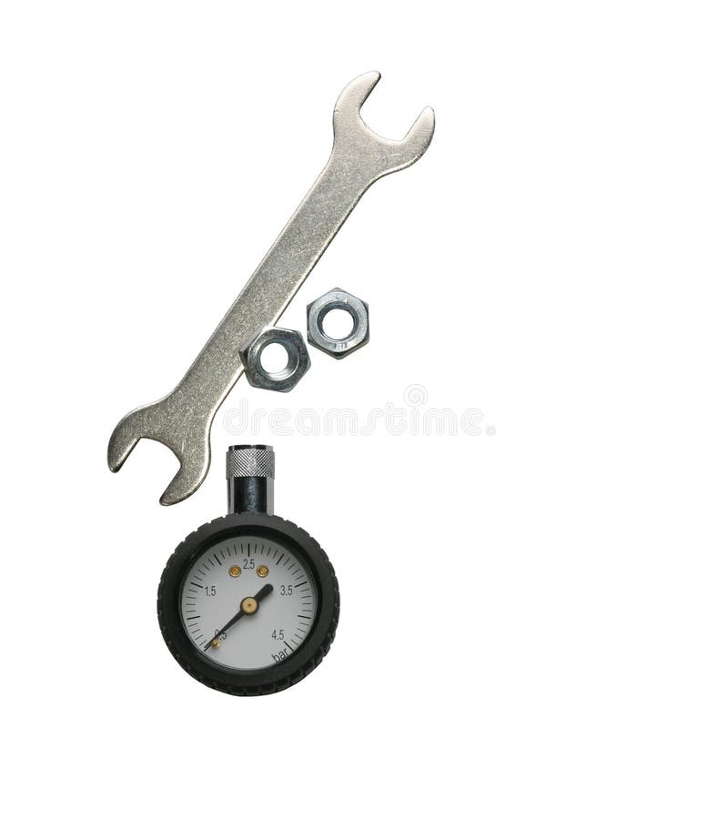 Wrench, Nuts, Manometer, Isolated Stock Photo - Image of handle, gauge ...