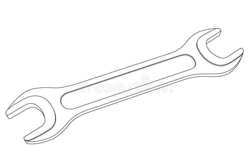 Wrench outline tool stock vector. Illustration of wrench - 107203681