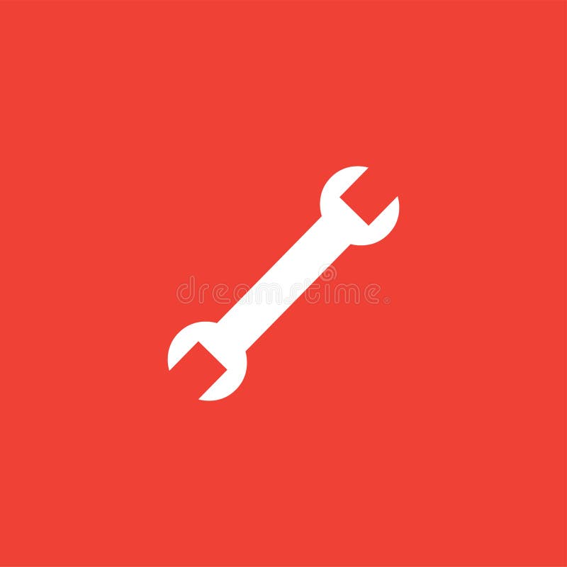 Wrench Red Icon on White Background. Red Flat Style Vector Illustration ...