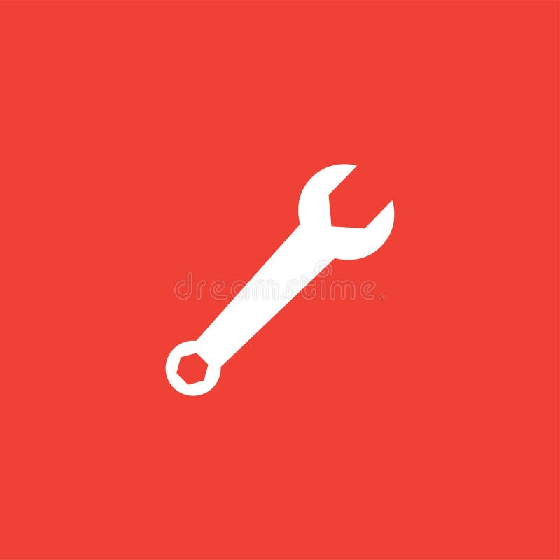 Wrench Red Icon on White Background. Red Flat Style Vector Illustration ...