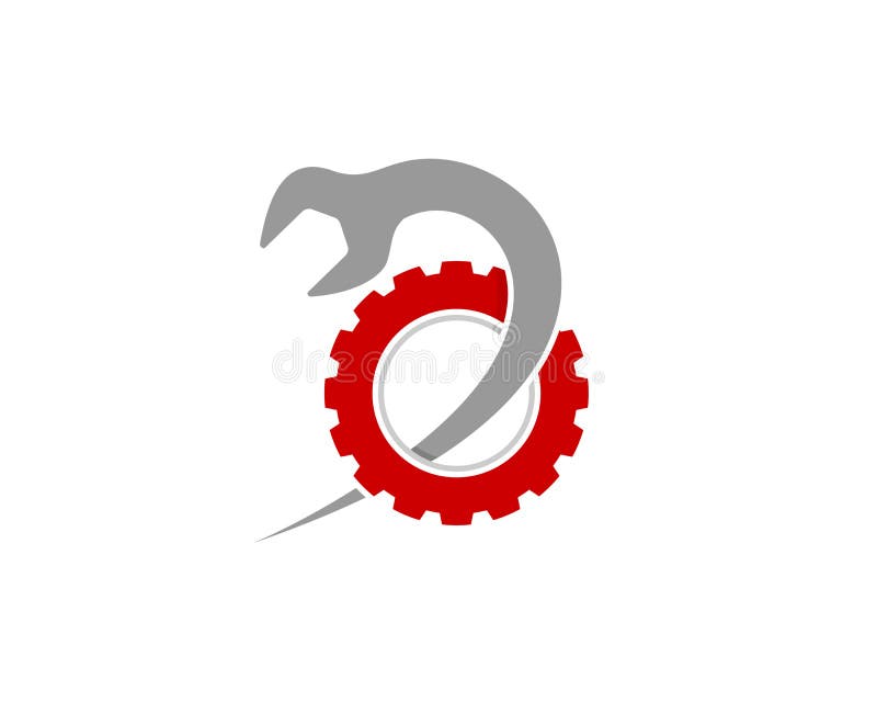 Wrench Repair in the Red Gear Logo Stock Illustration - Illustration of ...
