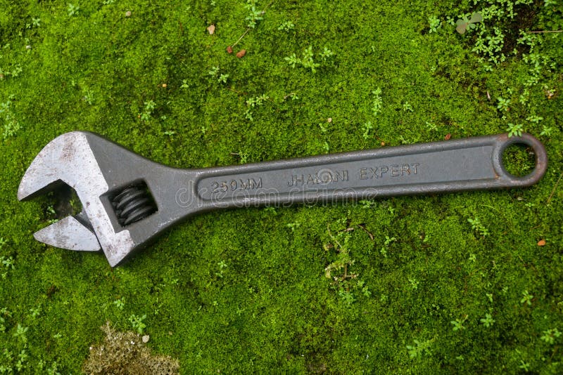 Wrench Spanner Adjustable Spanner Stock Image - Image of weapon, lawn ...