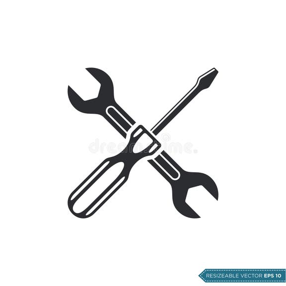 Simple Trendy Wrench and Screwdriver Icon Vector Flat Design ...