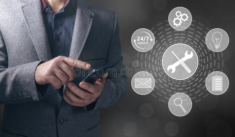 Wrench and Screwdriver Icons. Tech Support Concept Stock Photo - Image ...